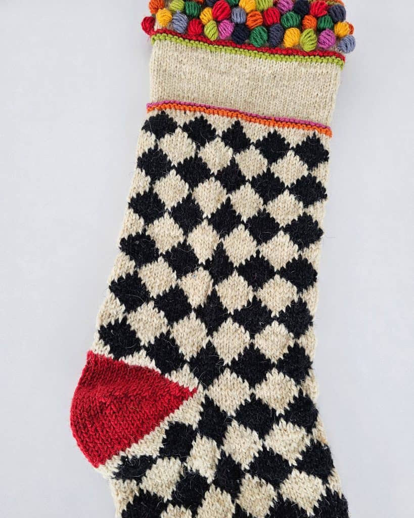 Christmas Stocking With Dogtooth Pattern - Add Custom Name - BHcrafts
