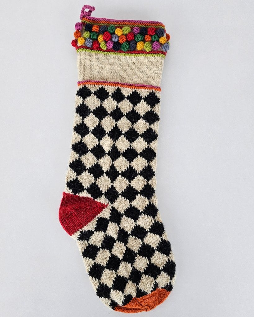 Christmas Stocking With Dogtooth Pattern - Add Custom Name - BHcrafts
